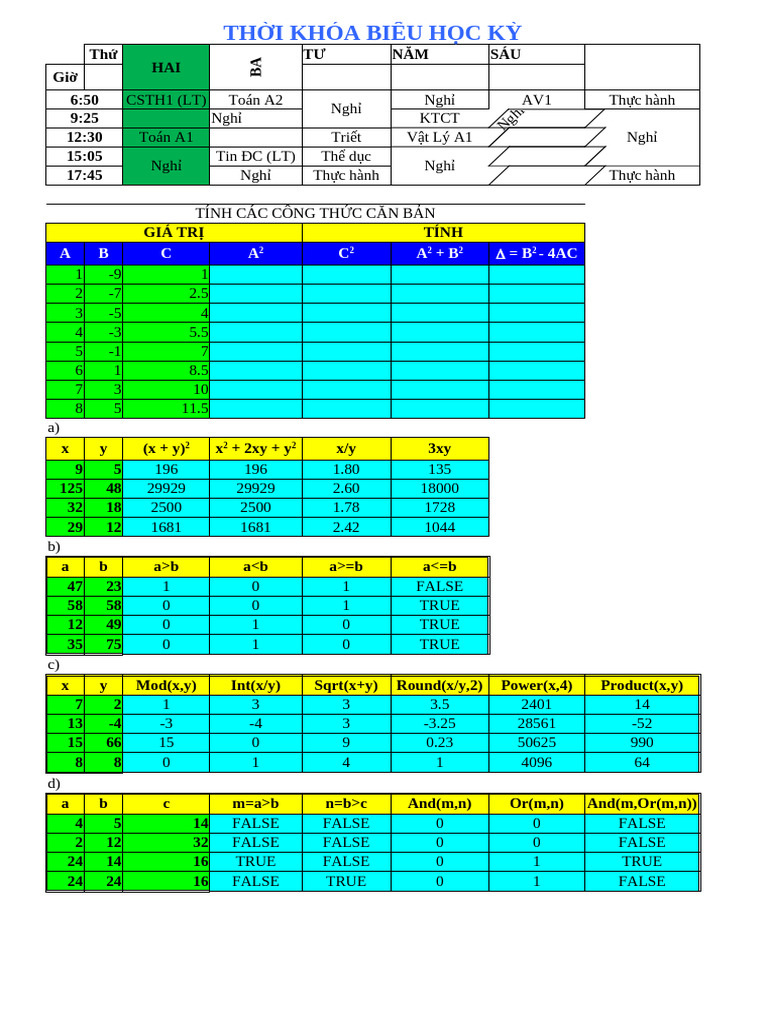 Bài tập Excel1 - 2024 - th Hai K4 | PDF