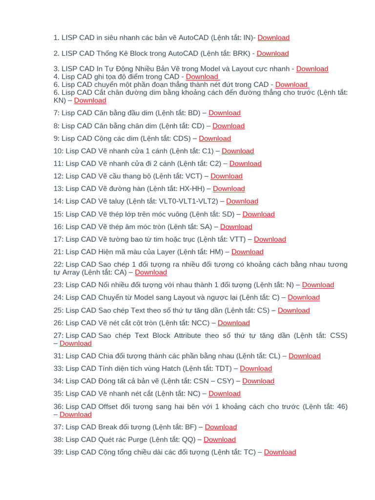 Lenh Tat Lisp Cad | PDF
