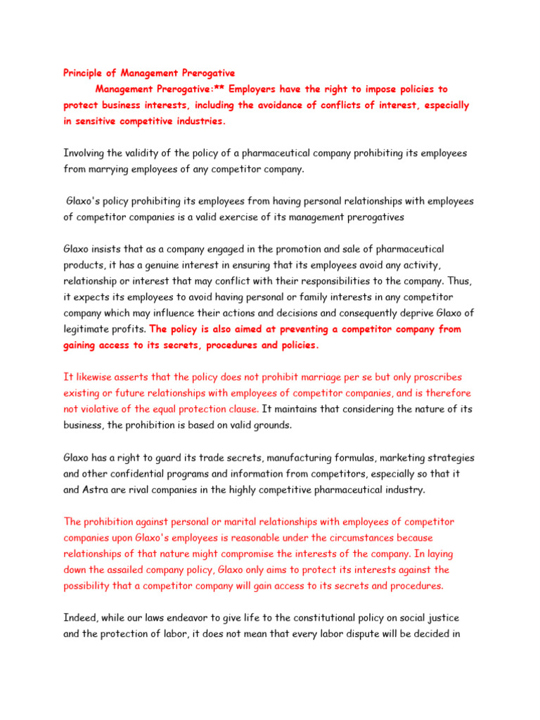 Management Prerogative | PDF | Employment | Marriage