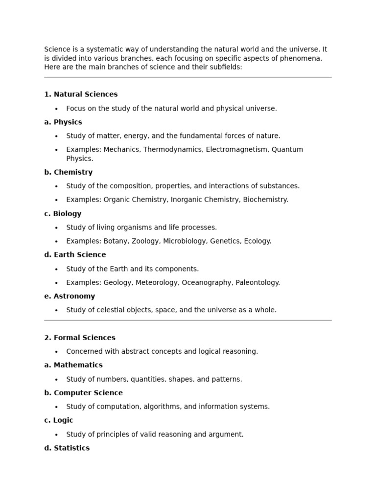 Branches of Science | PDF