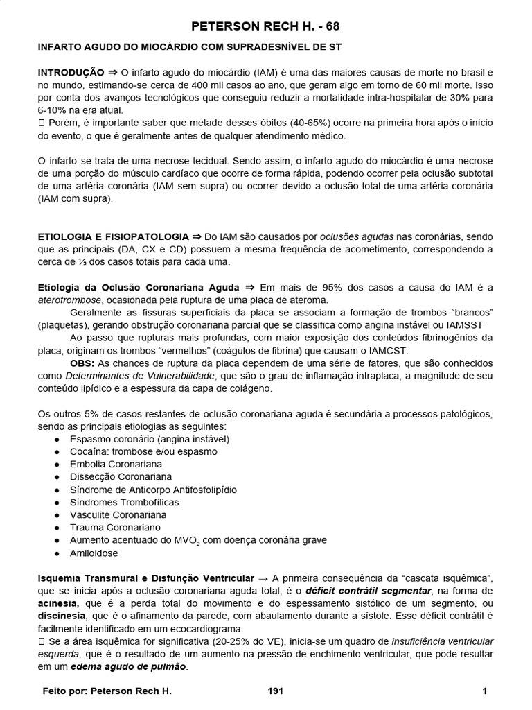 Tutorial 5 Modulo 8 Pericles Infarto Agudo | PDF | Infarto do Miocárdio | Medicina Clínica