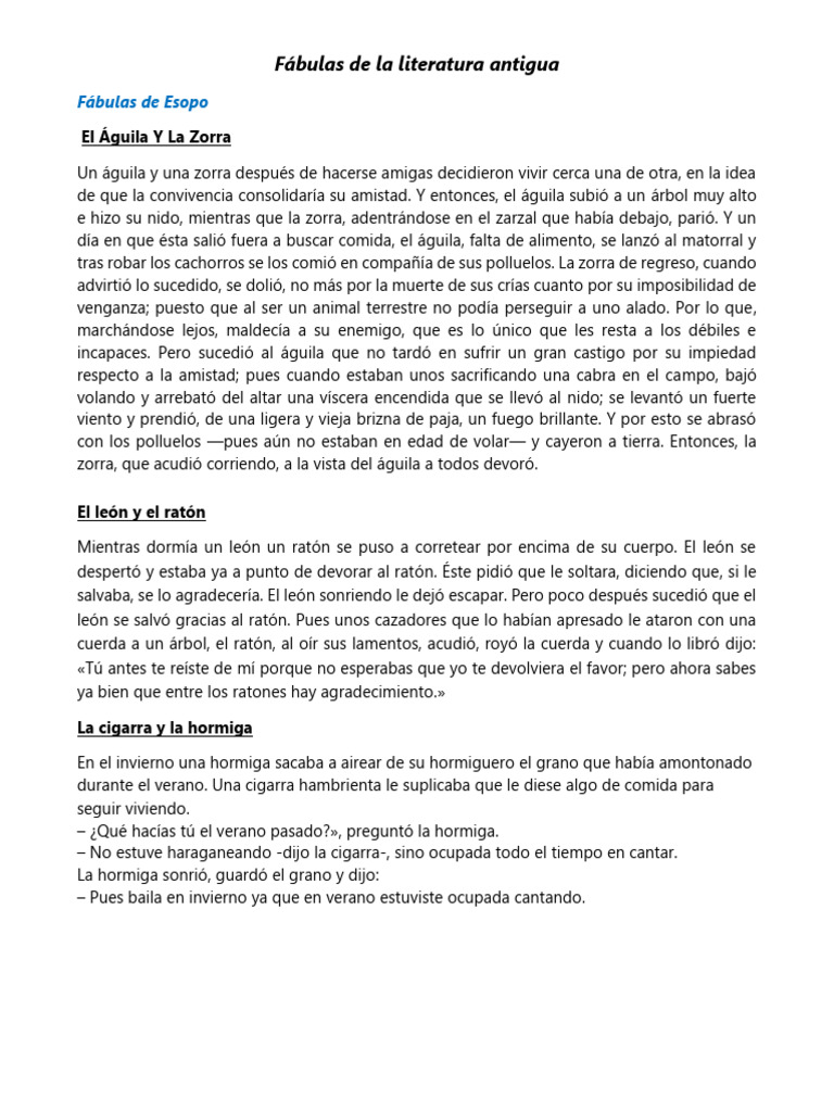 Fábulas - Esopo Y Fedro | PDF