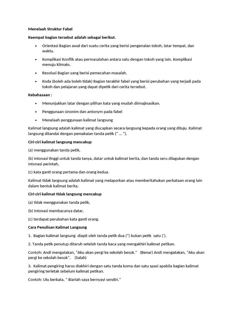 Menelaah Struktur Fabel | PDF