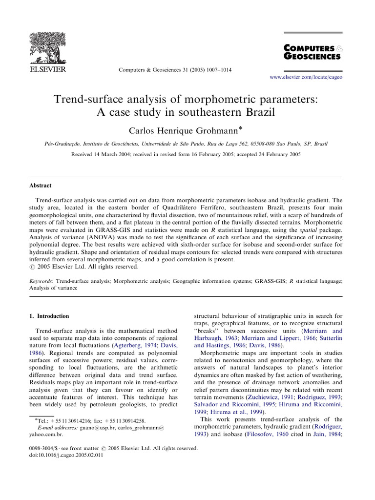 Trend_surface_analysis | PDF | Errors And Residuals | Analysis Of Variance Trend_surface_analysis | PDF | Errors And Residuals | Analysis Of Variance