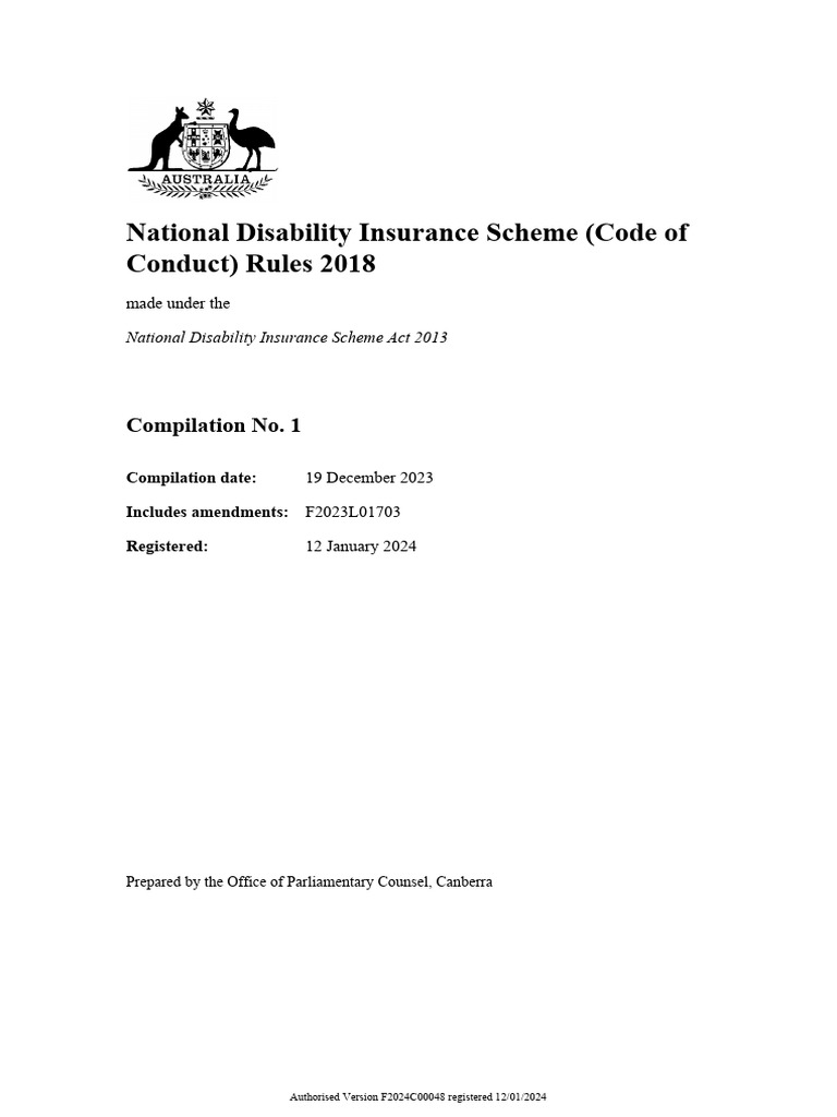 NDIS (Code of Conduct) Rules 2018 | PDF | Justice | Crime & Violence