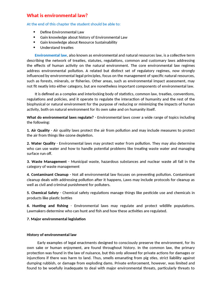 What is environmental law | PDF | Environmental Law | Water Pollution