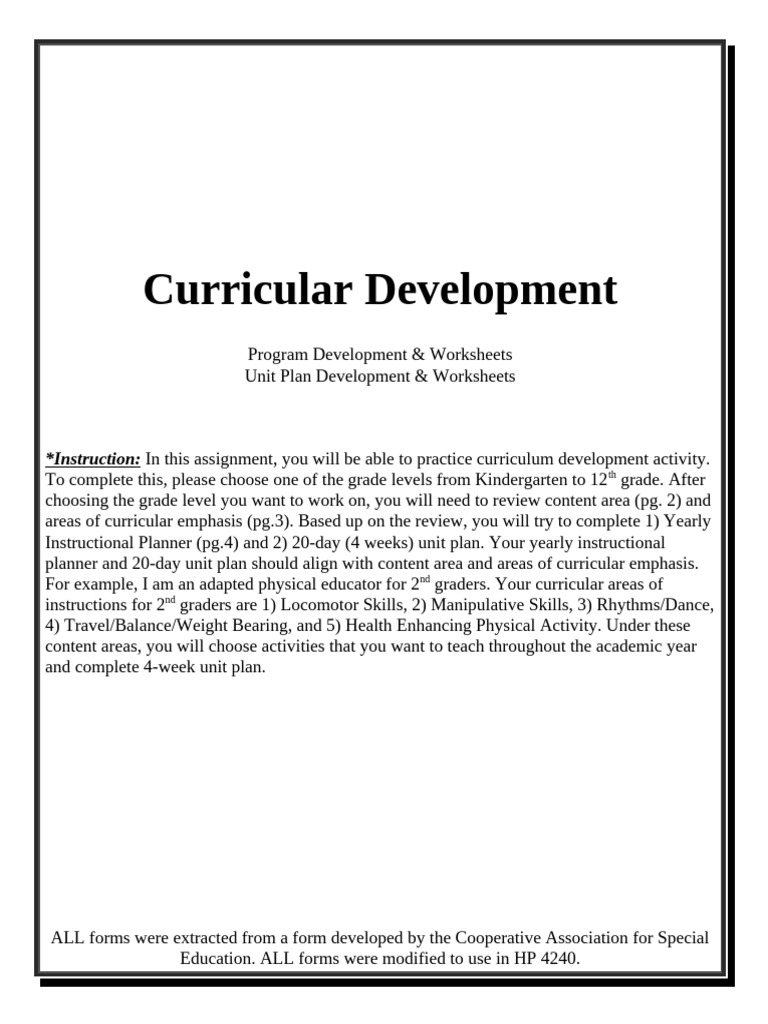 Curriculum Development Assignment_042821 | PDF | Sports | Physical Exercise