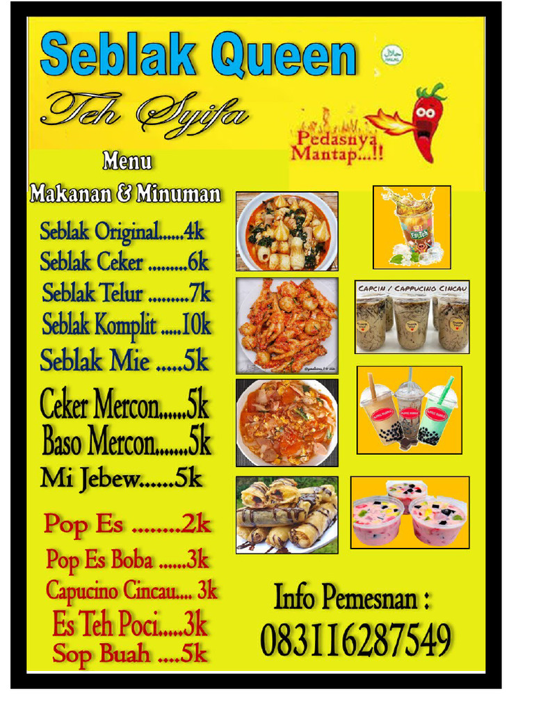 Daftar Menu Makan Dan Minum | PDF