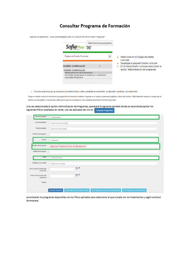 Consultar Programa de Formación | PDF