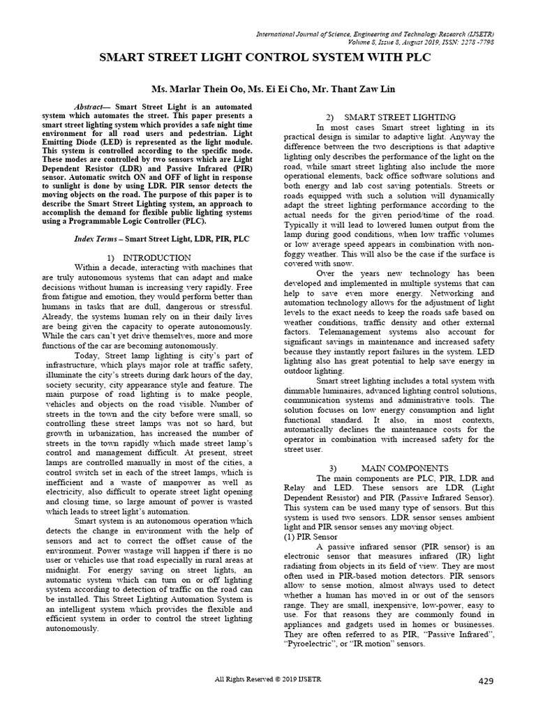 Smart Street Light Control System With P | PDF | Lighting | Light ...