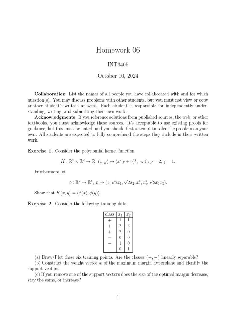 Week 6 SVM Homework | PDF