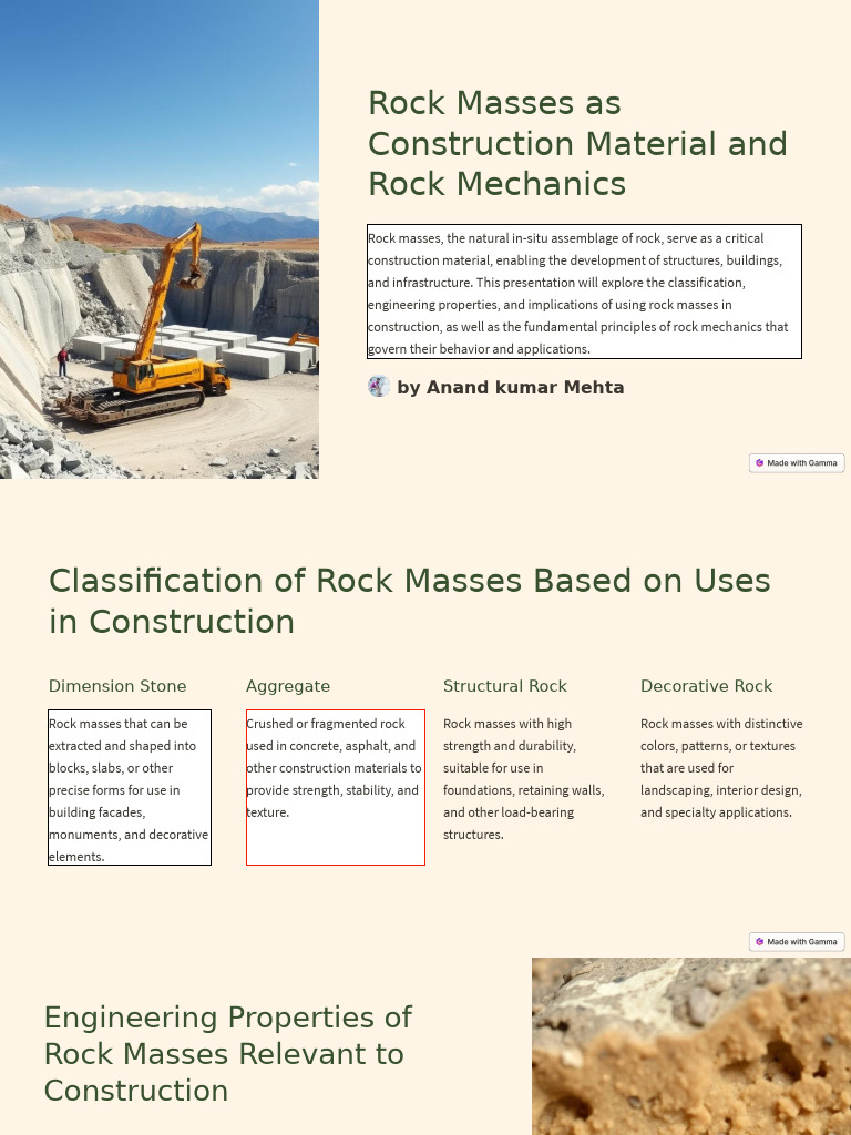 Rock Masses As Construction Material and Rock Mechanics | PDF | Strength Of Materials | Weathering