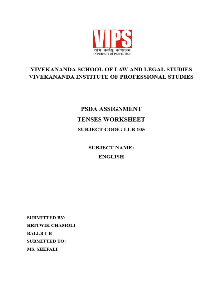English Tenses Worksheet Psda | PDF | Grammatical Tense | Linguistics