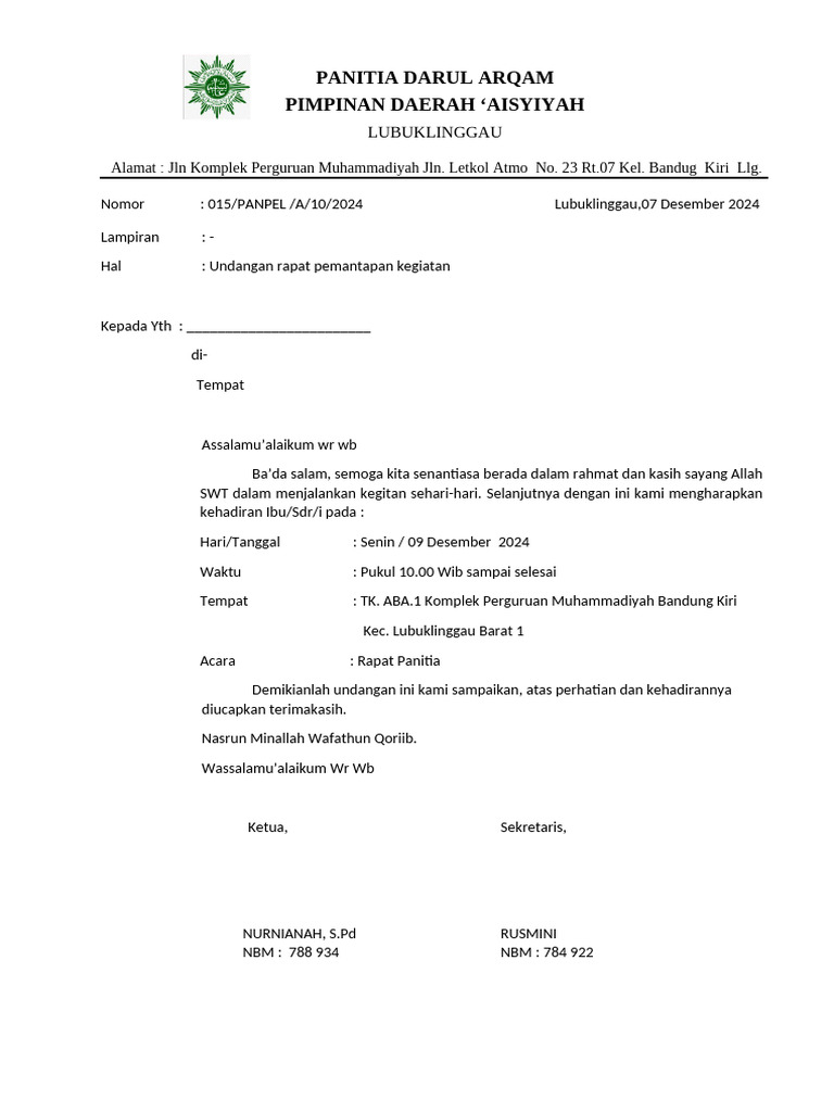 undangan rapat | PDF