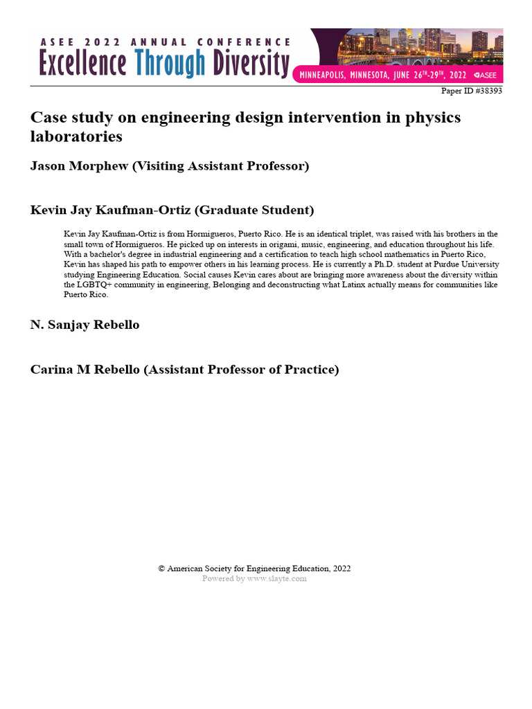 Engineering Design in Physics Labs Case Study | PDF | Engineering ...