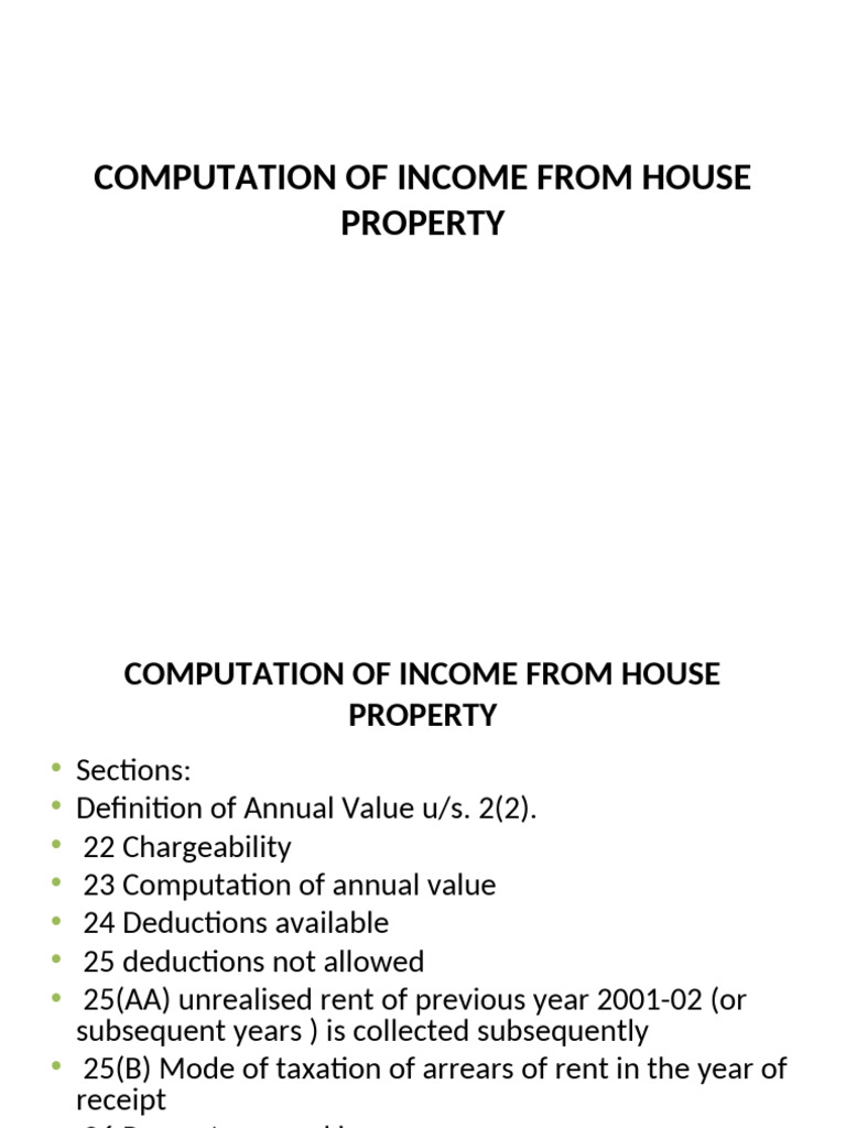 House Property Income | PDF | Tax Deduction | Income