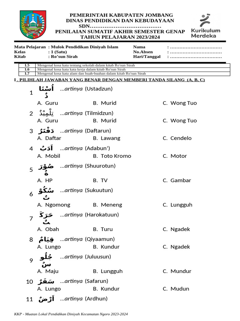 SAS Genap (2023-2024) - SDN CATAK GAYAM 1 | PDF