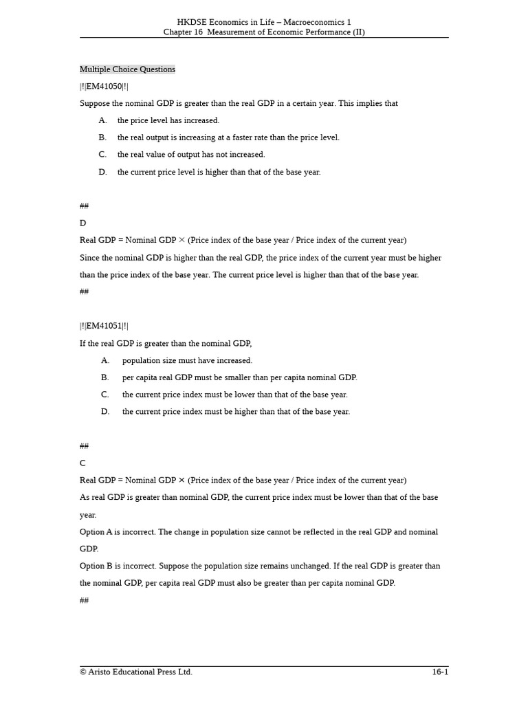 Chp16_Measurement_of_Economic_Performance(II)_ANS | PDF | Gross ...