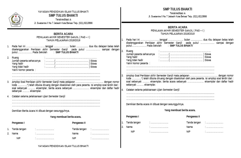 Berita Acara Pas 1819 | PDF