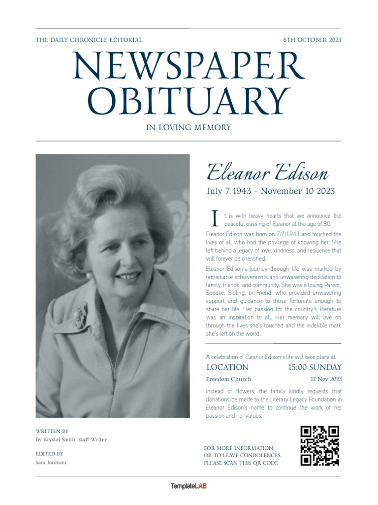 Newspaper Obituary Template | PDF | Newspapers