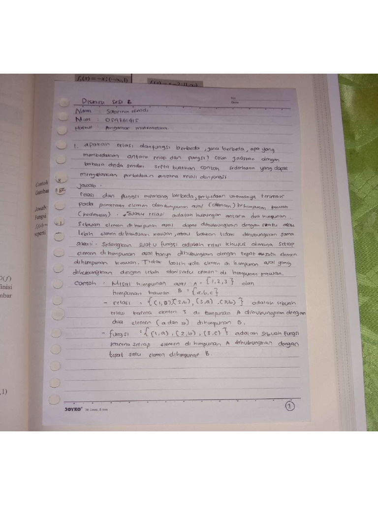 Diskusi sesi 6 pengantar matematika sabrina efendi | PDF