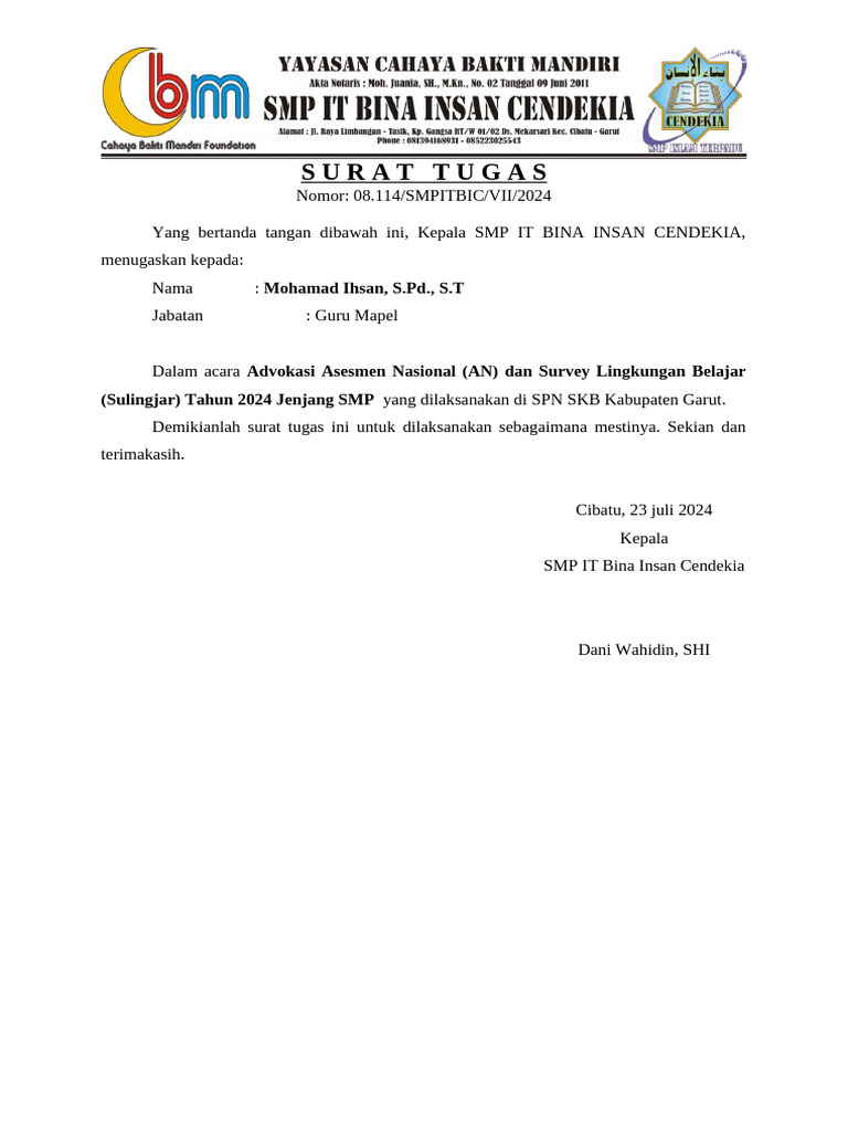 Surat Tugas SPDP | PDF