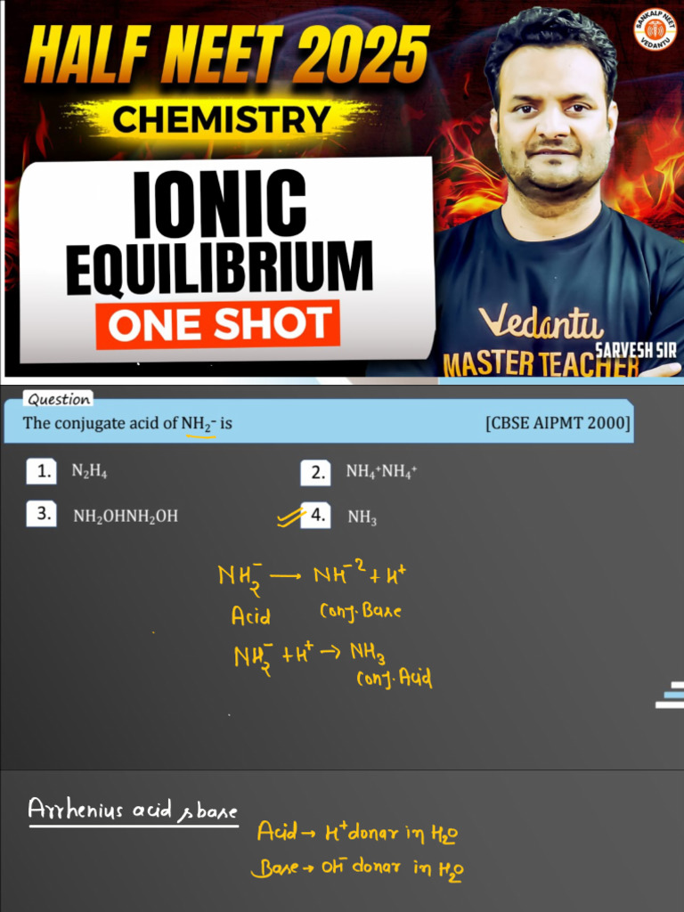 IONIC Equilibrium HALF NEET | PDF