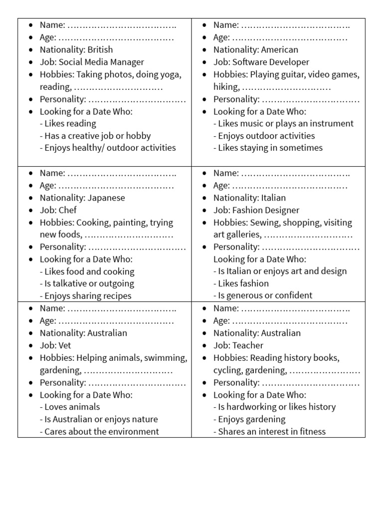 Revise and Check 7-8 - Role-Play Cards | PDF | Hobbies