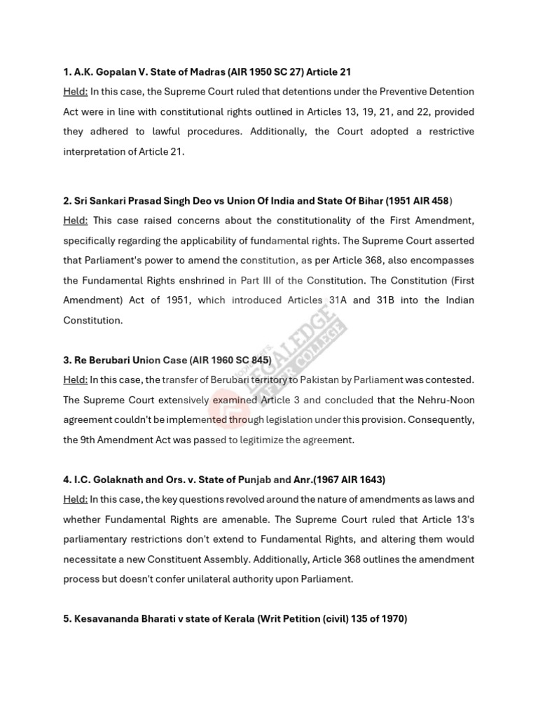 25-important-judgements-constitution-2--027fd9782abfc | PDF | Political Charters | Legal Documents
