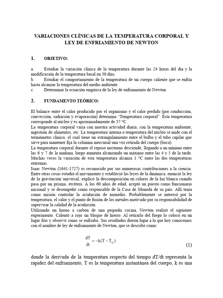 S-9 Lab 8 Temperatura Corporal.docx | PDF | Temperatura | Termorregulación