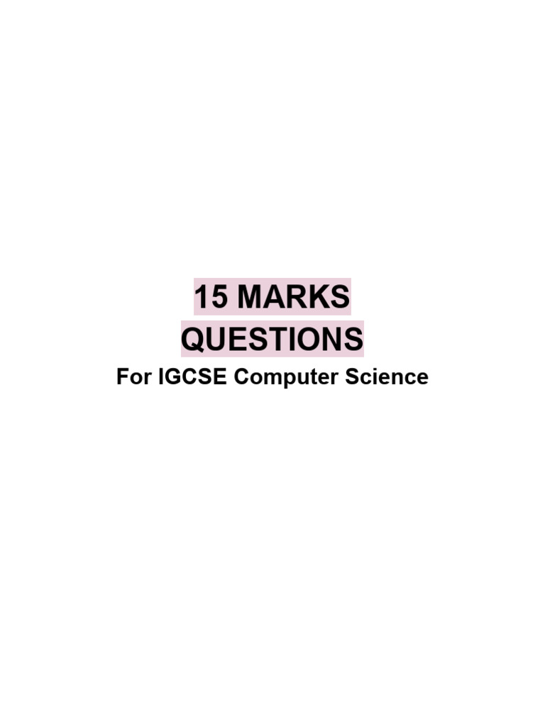 Computer Science 15 Marks Questions | PDF | Overdraft | Computing