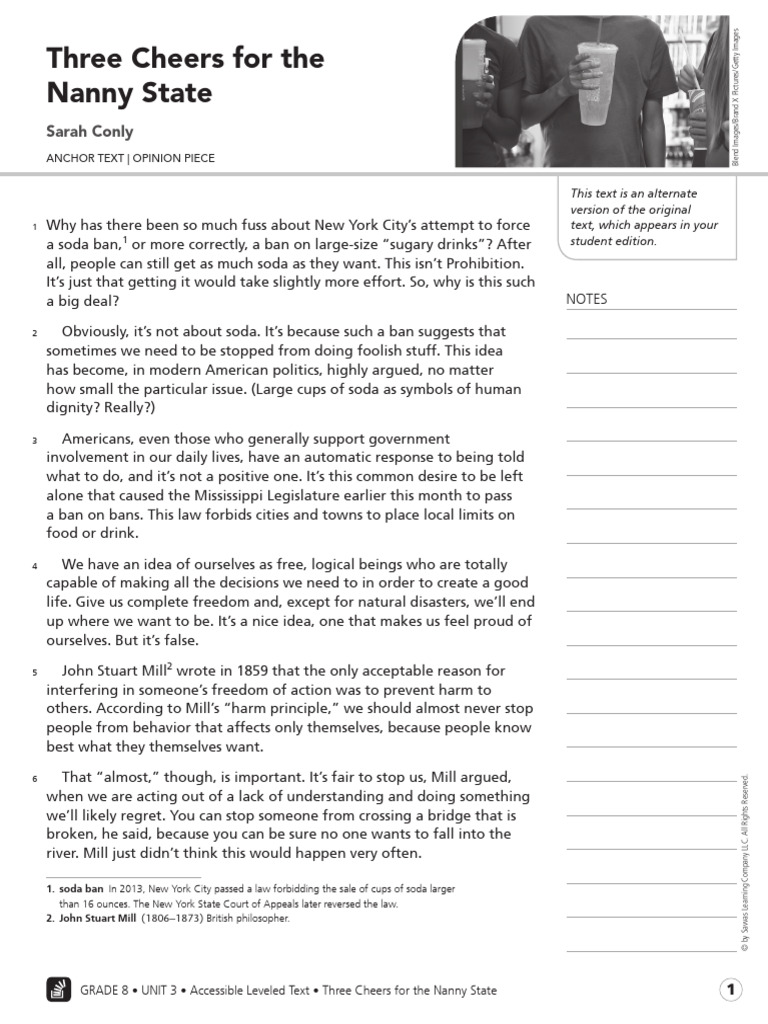 Three Cheers For The Nanny State - Accessible Leveled Text PDF | PDF ...