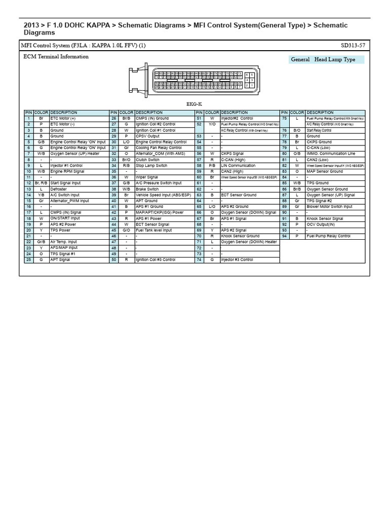 2013 Picanto F 1.0-Dohc - Kappa | PDF | Anti Lock Braking System | Relay