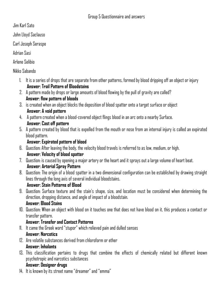 Group 5 Questionnaire and Answers | PDF