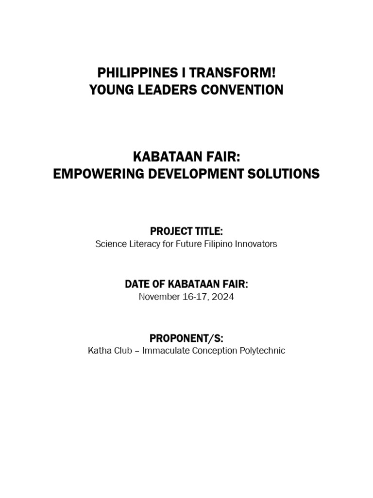 YLP Kabataan Fair KATHA CLUB IMMACULATE CONCEPTION POLYTECHNIC | PDF ...
