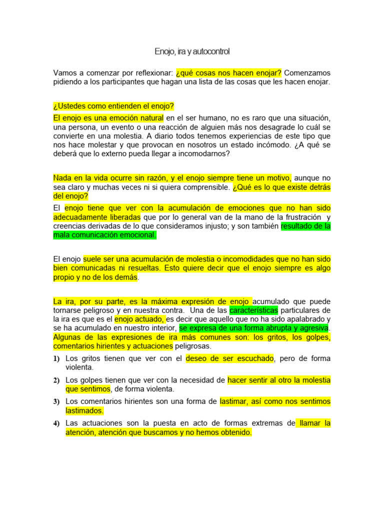 Controlando el Enojo: Estrategias y Reflexiones | PDF | Ira | Las emociones