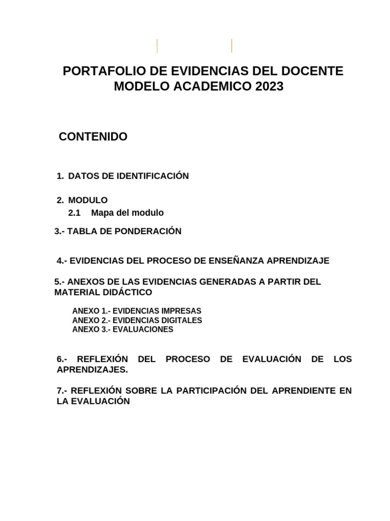 DG GUIA PORTAFOLIO EVIDENICAS MODELO 2023_R1F | PDF | Evaluación ...
