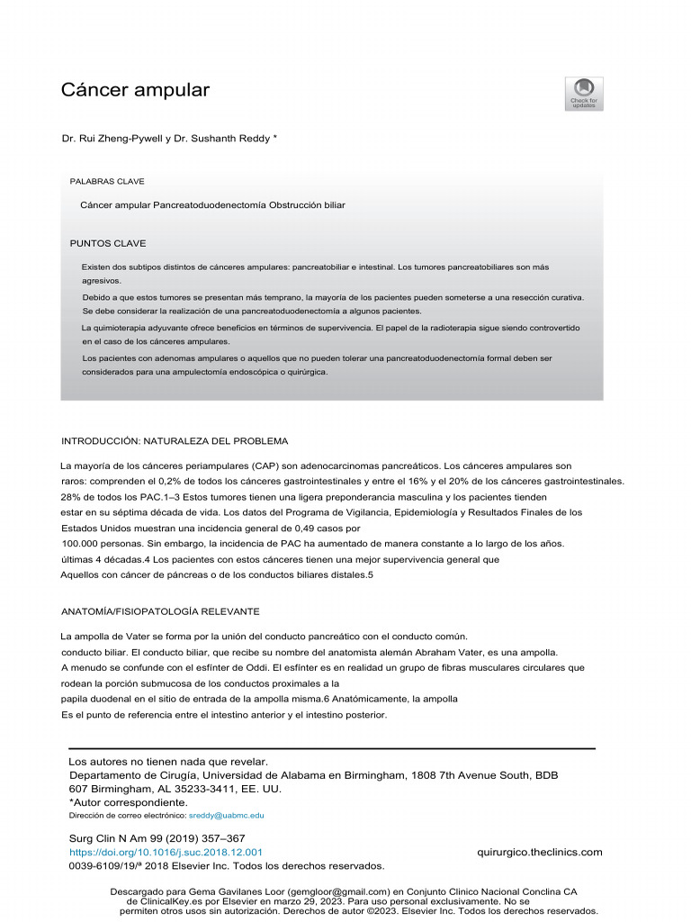 Ampullary Cancer | PDF | Cáncer | Cáncer de páncreas
