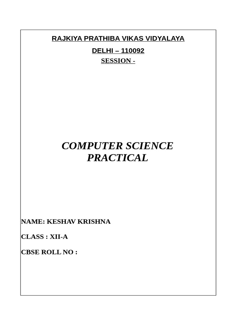 CS Practical by Keshav Krishna | PDF | Parameter (Computer Programming) | Function (Mathematics)