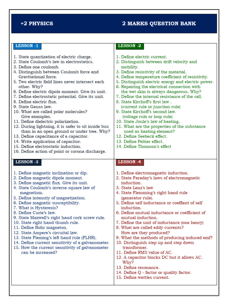 + 2 TWO MARKS QB EM | PDF | Electromagnetic Induction | Optics + 2 TWO MARKS QB EM | PDF | Electromagnetic Induction | Optics