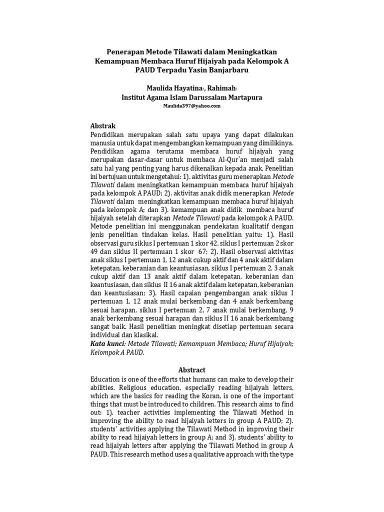 penerapan-METODE TILAWATI DALAMMEINGKATKAN BACA QURAN | PDF