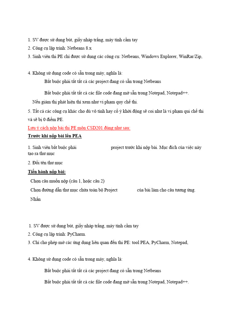 (FA24) Quy định thi Practical Exam (PE) | PDF