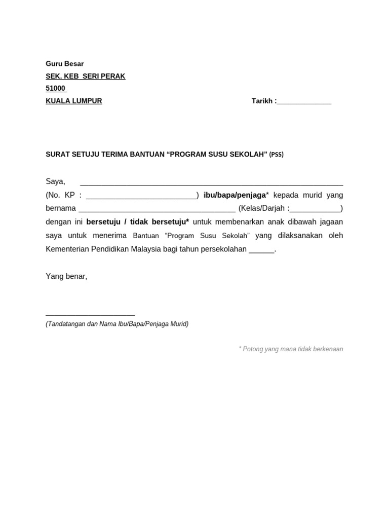 Setuju Surat Terima RMT | PDF