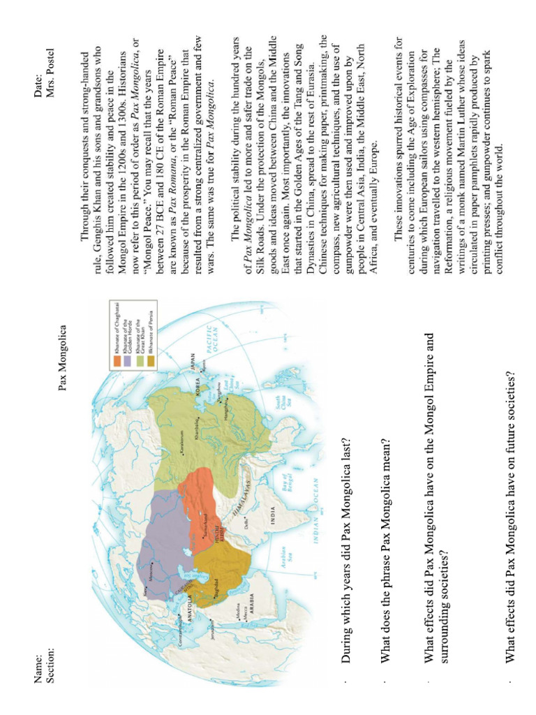 Amarilis Gutierrez - Pax Mongolica Worksheet | PDF