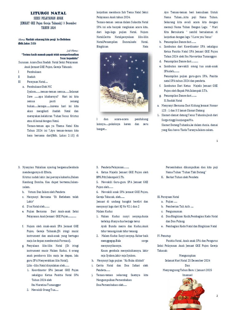 Brosur Natal Spa Gereja Tahaak Pujon | PDF