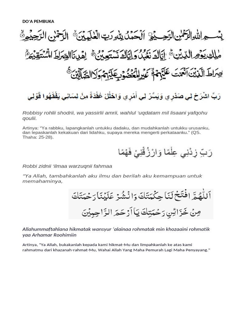doa pembuka-penutup | PDF