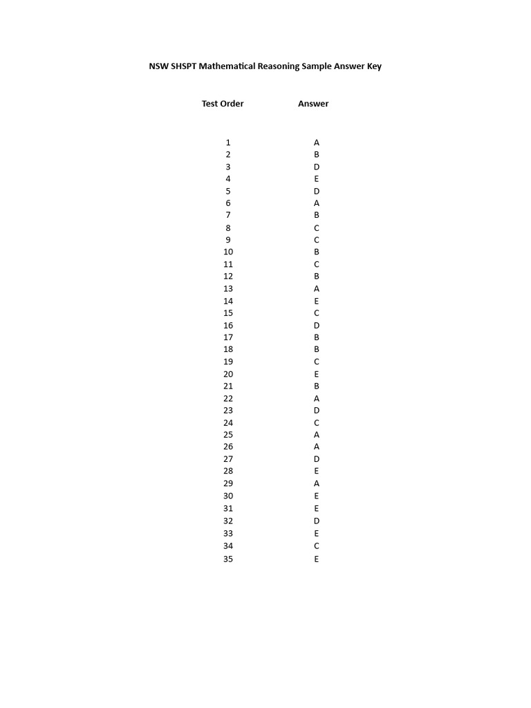 SHS 2023 Maths Practice Test Answers | PDF