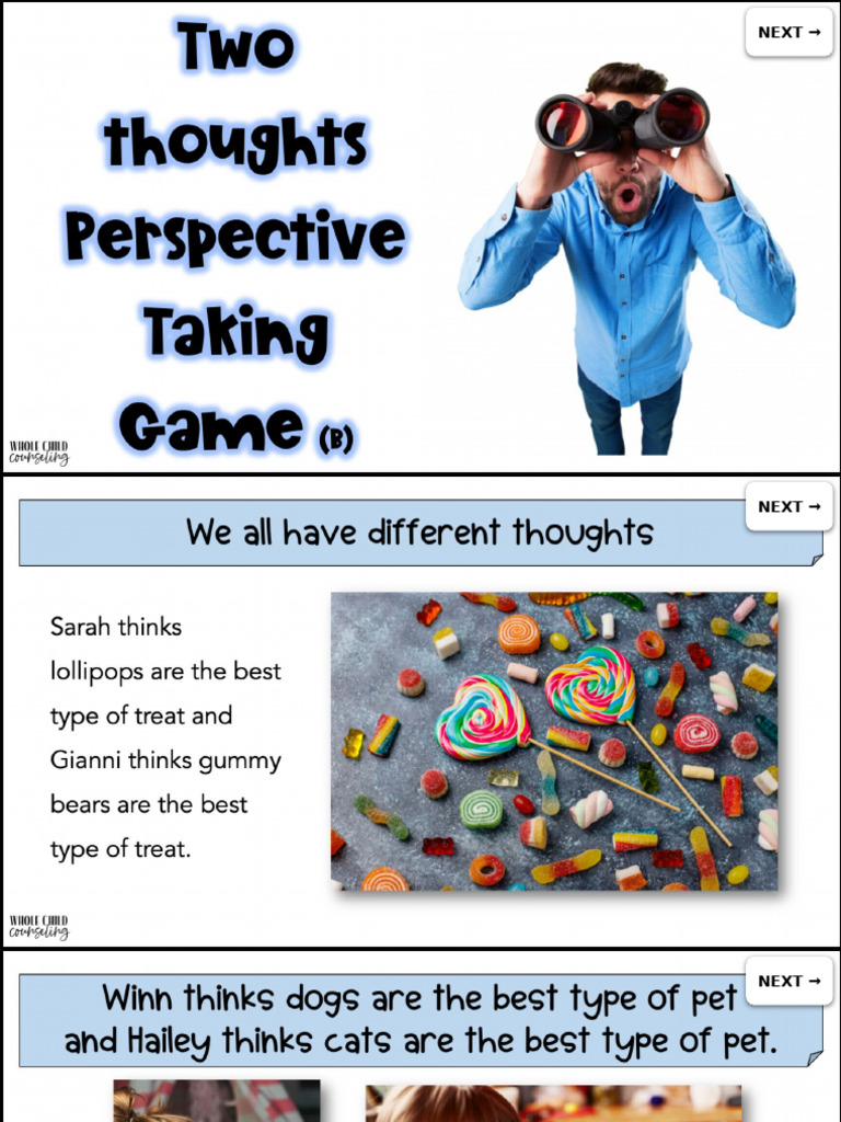 Two Thoughts Perspective Taking Game (B) Whole-Child-Counseling | PDF