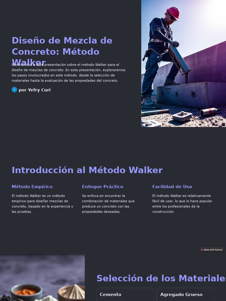 Diseno de Mezcla de Concreto Metodo Walker | PDF | Hormigón | Cemento