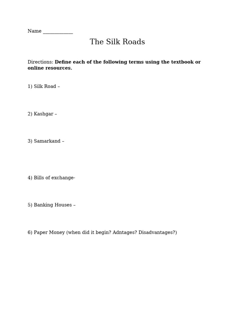 Key Terms of the Silk Roads | PDF